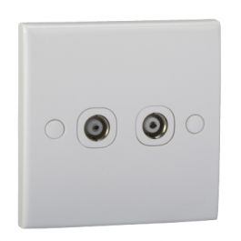 Schneider S-Classic, TV coaxial outlet, 2 gang, 75 Ohm, white - E32TV75
