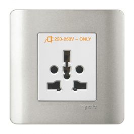 Schneider 16A 250V 1 Gang International Socket, Silver Satin ...