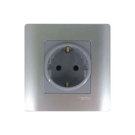 Schneider Zencelo, Socket Outlet, 1G, 16A 250V, Silver Satin - E84426 ...