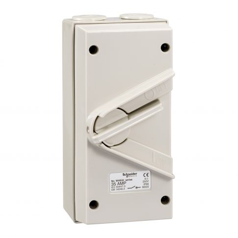Kavacha - 35A - 250V - Surface Mount single Pole Isolating Switch - IP66 - WHS35_GY